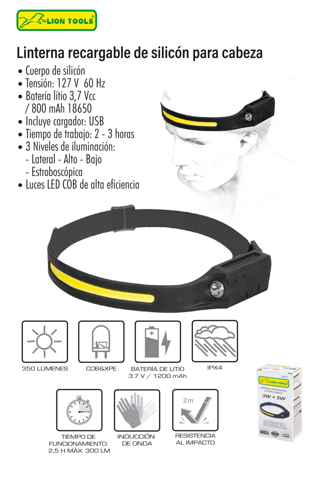 Linternas recargables de cabeza